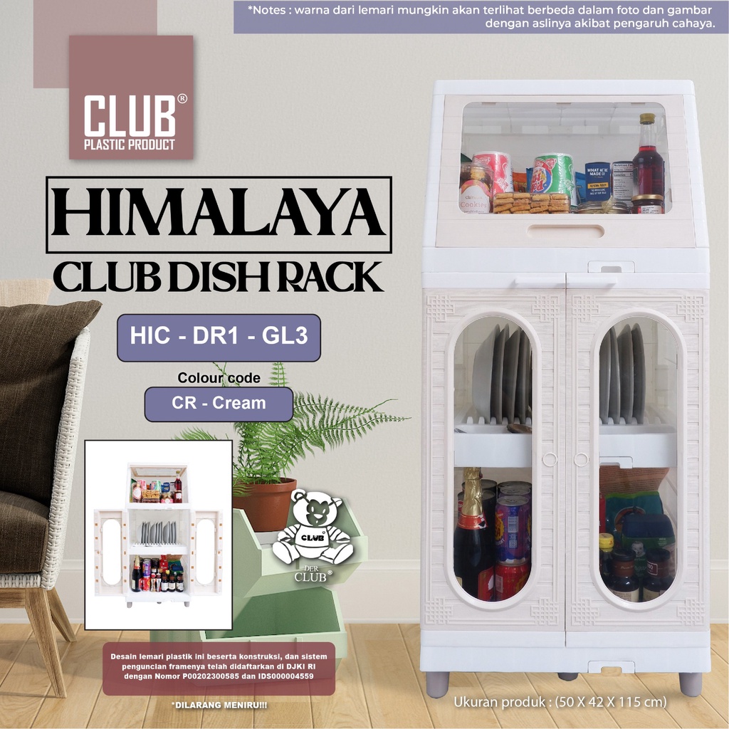 Jual CLUB Lemari Rak Piring Plastik Dishrack HIMALAYA 3 susun MURAH ...