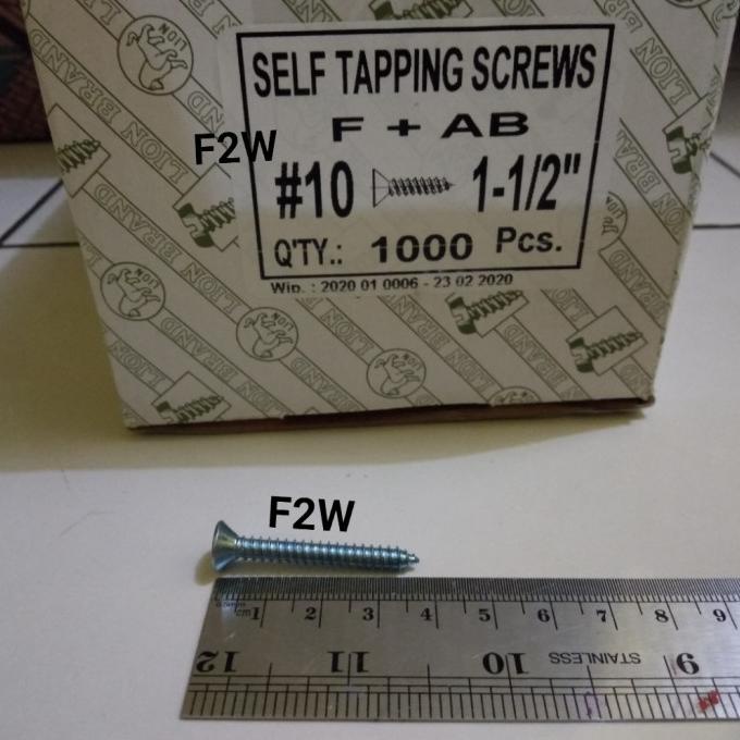 Jual SEKRUP TAPPING FAB 10X1-1/2" MOON LION SKRUP TAPPING SCREW FH 4CM | Shopee Indonesia
