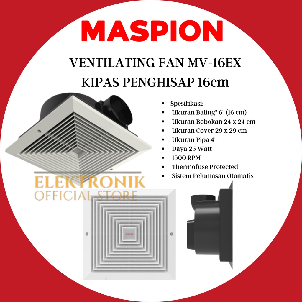 Jual Maspion Ventilating Exhaust Fan MV 16 EX Kipas Penghisap/MV16EX/MV-16EX/MV-16 EX/MV16 EX/MF ...