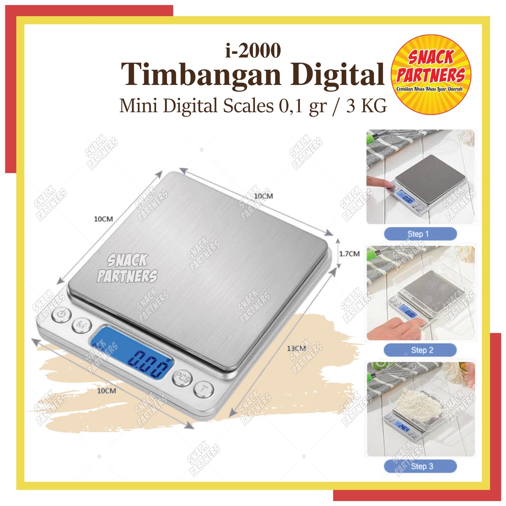Jual TIMBANGAN DAPUR DIGITAL KECIL / Mini Digital Scales Kitchen Akurasi 0,1 gr / 3 kg - i2000 ...