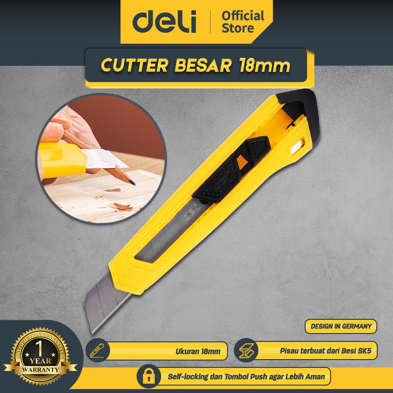 Jual Deli Cutter / Cutter Besar 18mm Pisau SK5 EDL018B | Shopee Indonesia