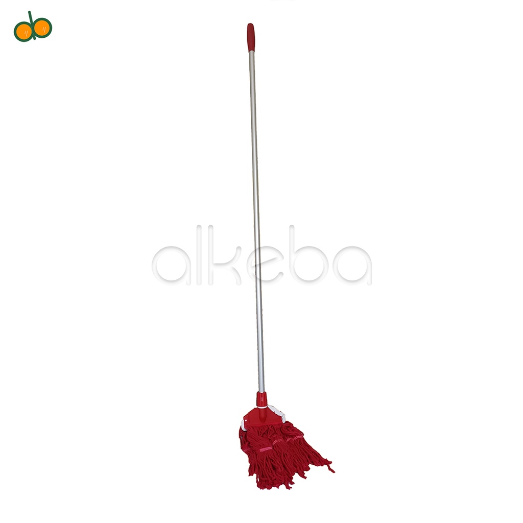 Jual Mop set complete warna merah (Tangkai aluminium + frame Mop holder ...