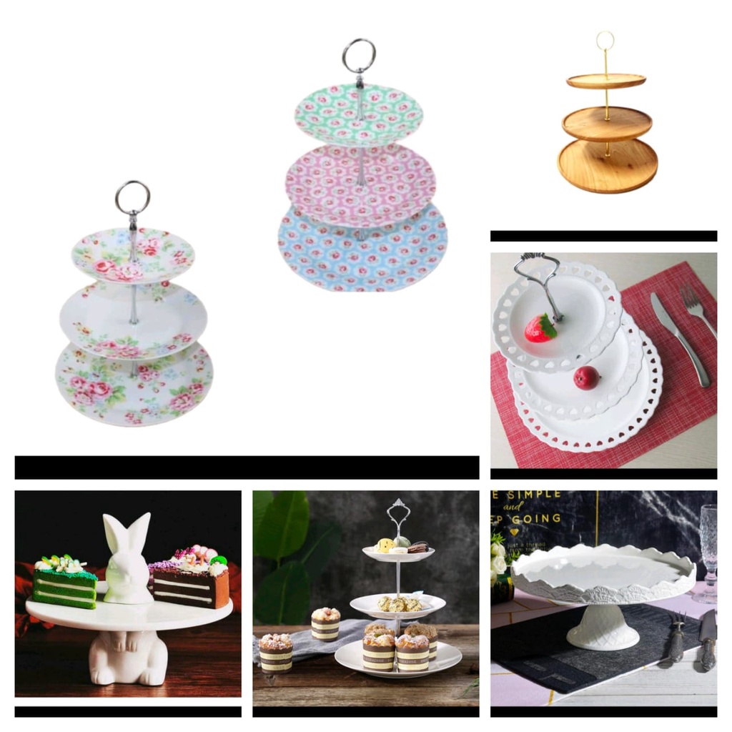 Jual piring tier stand kue tempat kue display makanan bahan keramik ...
