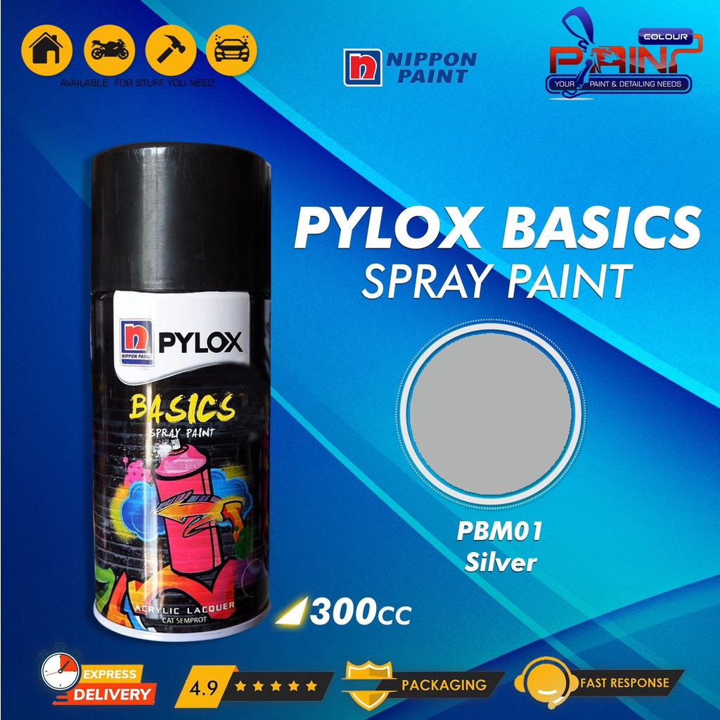 Jual Cat Semprot Nippon Paint PYLOX BASICS 300cc - PB118 Silver ...