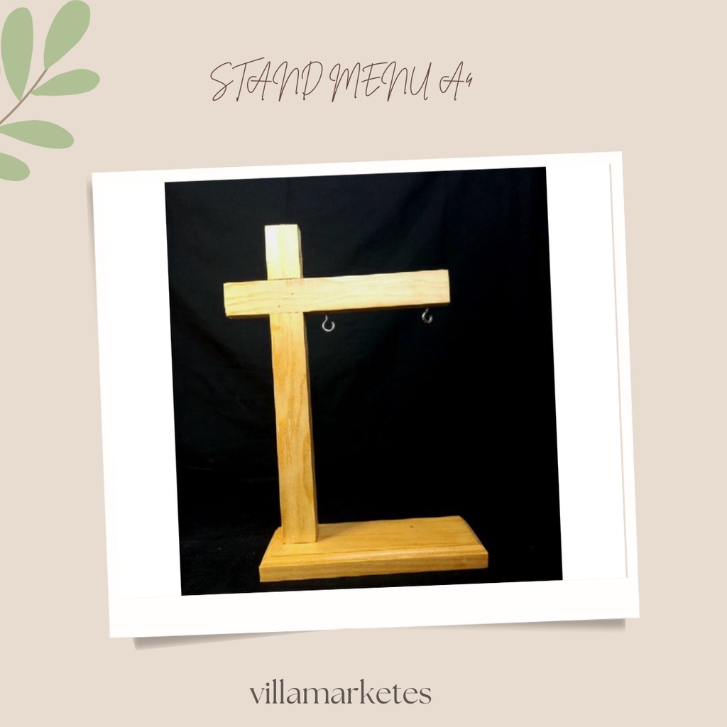 Jual Stand menu A4/menu standing/wooden display stand/pajangan menu ...