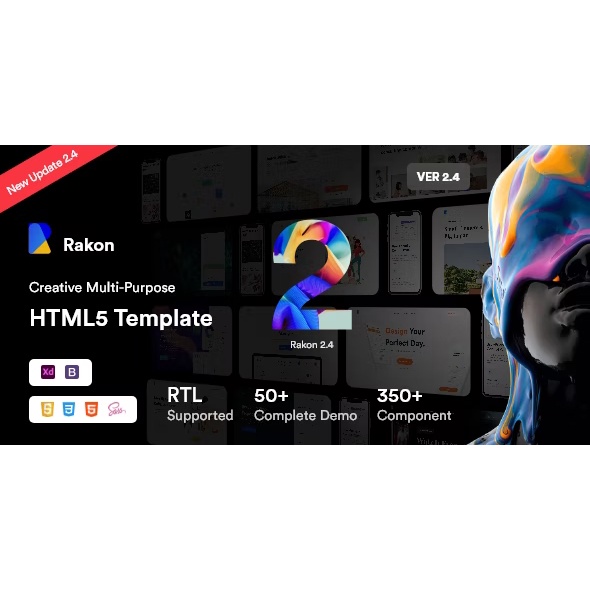 Jual Rakon v2.4 - Bootstrap Multipurpose Landing Page HTML Web Template ...