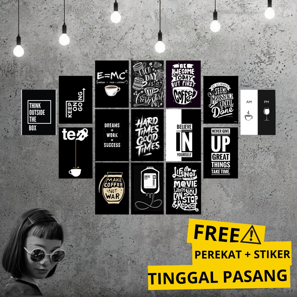 Jual (16PCS) Poster Dinding Aeshtetic Ukuran A6/A5 + Free Perekat ...