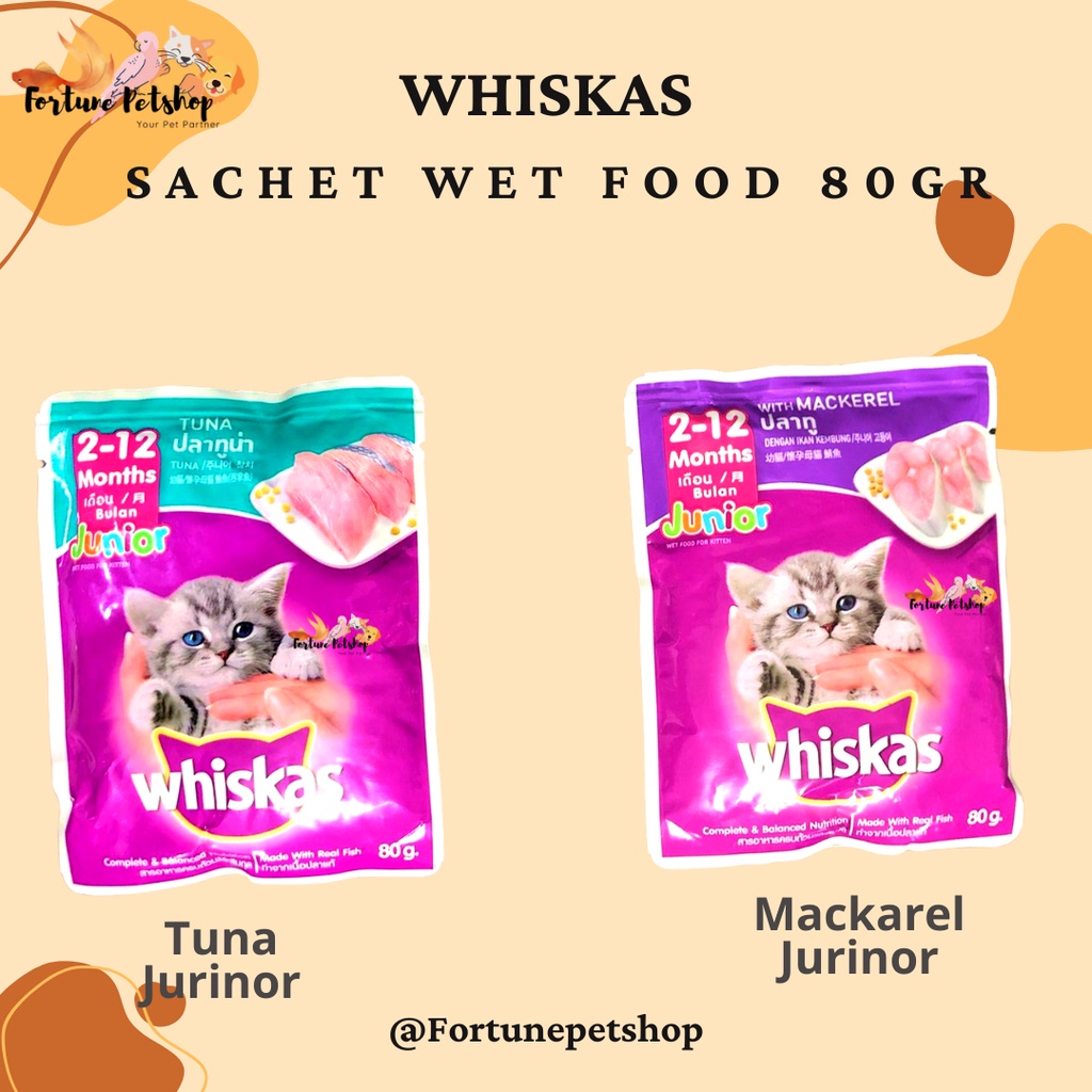 Jual Whiskas Junior 2-12 Months Pouch atau Sachet Kemasan SATUAN 80gr ...