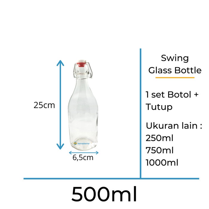 Jual 500ml Botol Kaca Swing Bottle Premium + Tutup | Shopee Indonesia