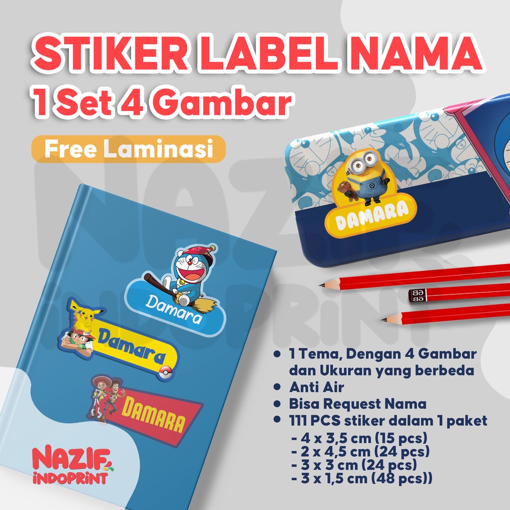 Jual Stiker Nama 1 Set / Stiker Nama Custom / Stiker Nama Buku ...