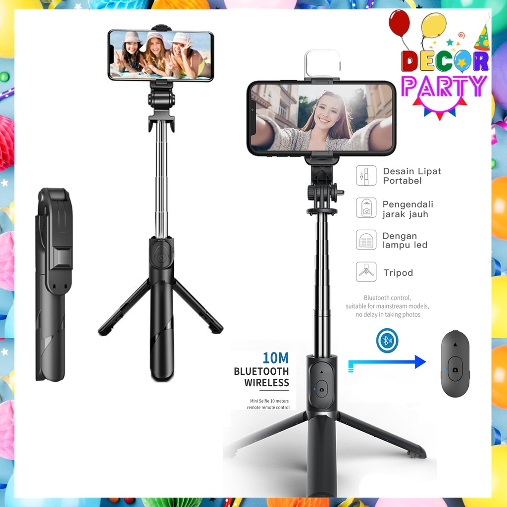 Jual DP Tripod Bluetooth Selfie Stick LED Flash With Fill Light 76Cm Tripod Expandable Tongsis ...