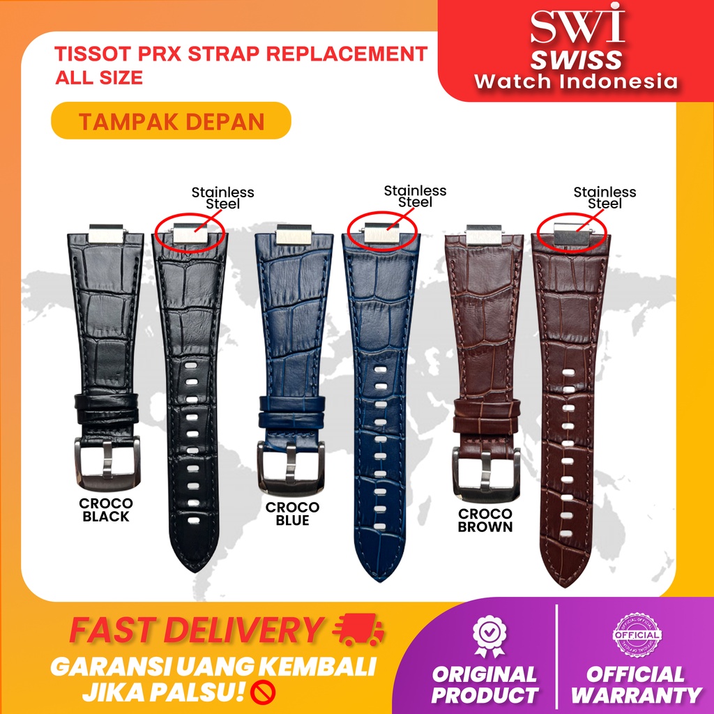 Jual Strap Leather Tali Kulit Jam Tissot Prx Automatic Chrono Baterai