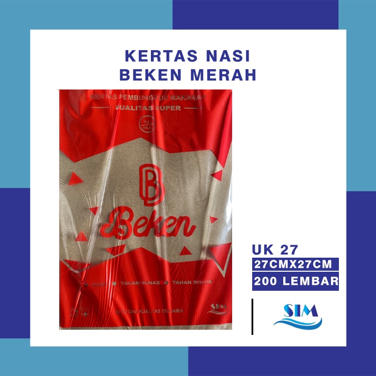 Jual Kertas Nasi Beken Merah Uk27 200 Lembar | Shopee Indonesia