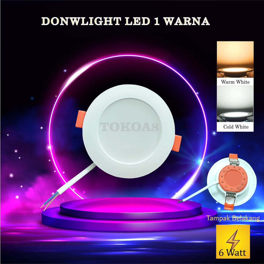 Jual Lampu Downlight LED 1 Warna 6 watt | Shopee Indonesia