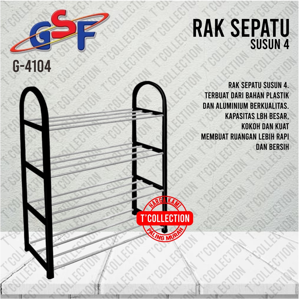 Jual Rak Sepatu Sandal 4 Susun Plastik Penyangga Besi GSF G 4104 ...
