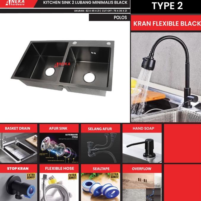 Jual Kitchen Sink Black 8245 / Sink Hitam Stainless / Bak Cuci Piring ...