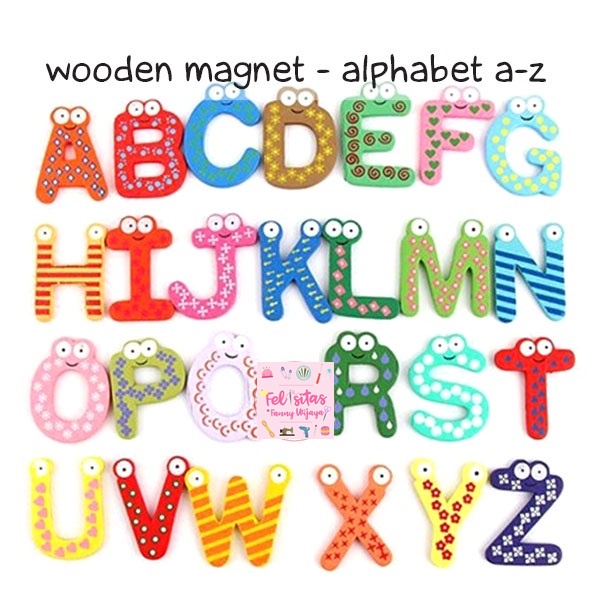 Jual Wooden Magnet - Numbers 0-9 Alphabet A-Z Animals | Magnetic ...