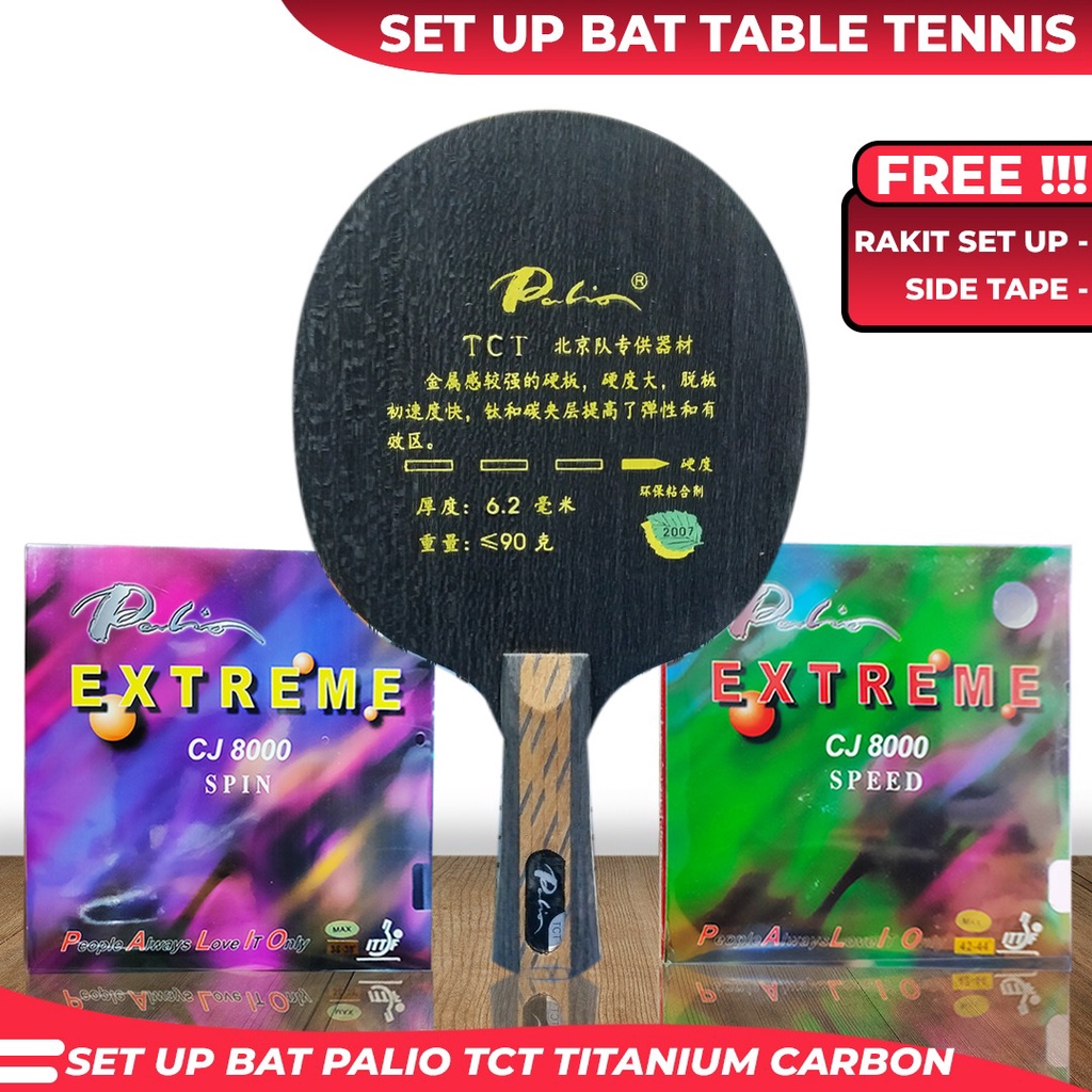 Jual Paket Bat Pingpong Rakitan Palio TCT Palio CJ8000 Spin CJ8000 Speed | Shopee Indonesia