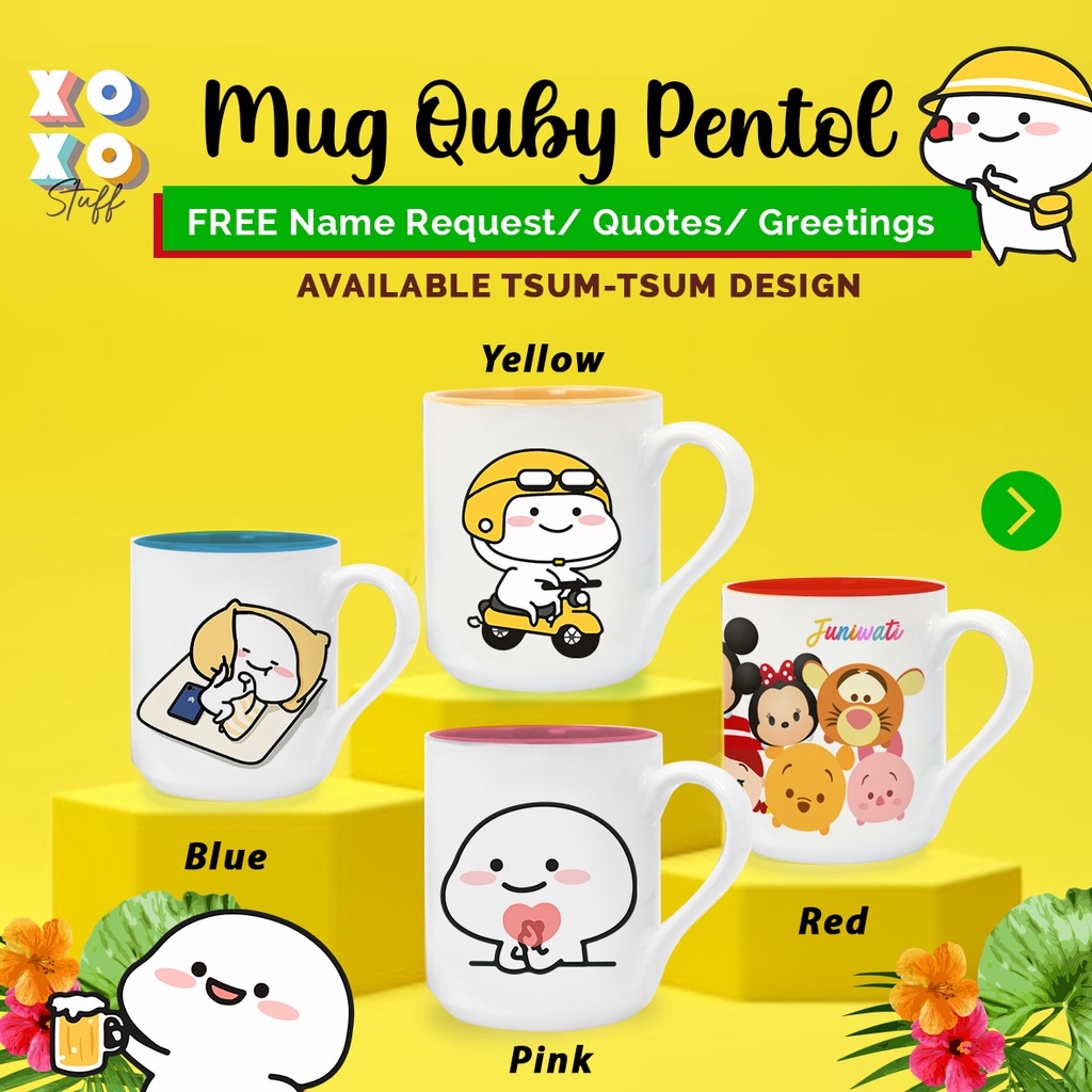 Jual Mug Warna - Pentol Quby / Tsum-tsum - custom Nama / Ucapan (46 ...