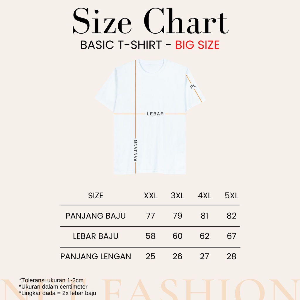 Jual KAOS POLOS BIG SIZE UNISEX LENGAN PENDEK COTTON COMBED 30S UKURAN ...