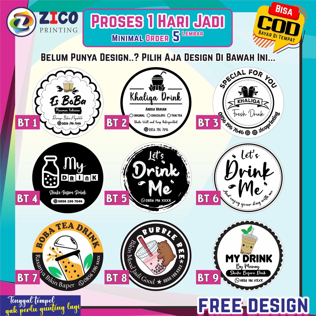 Jual CETAK STIKER LABEL MINUMAN BULAT ANTI AIR | Shopee Indonesia