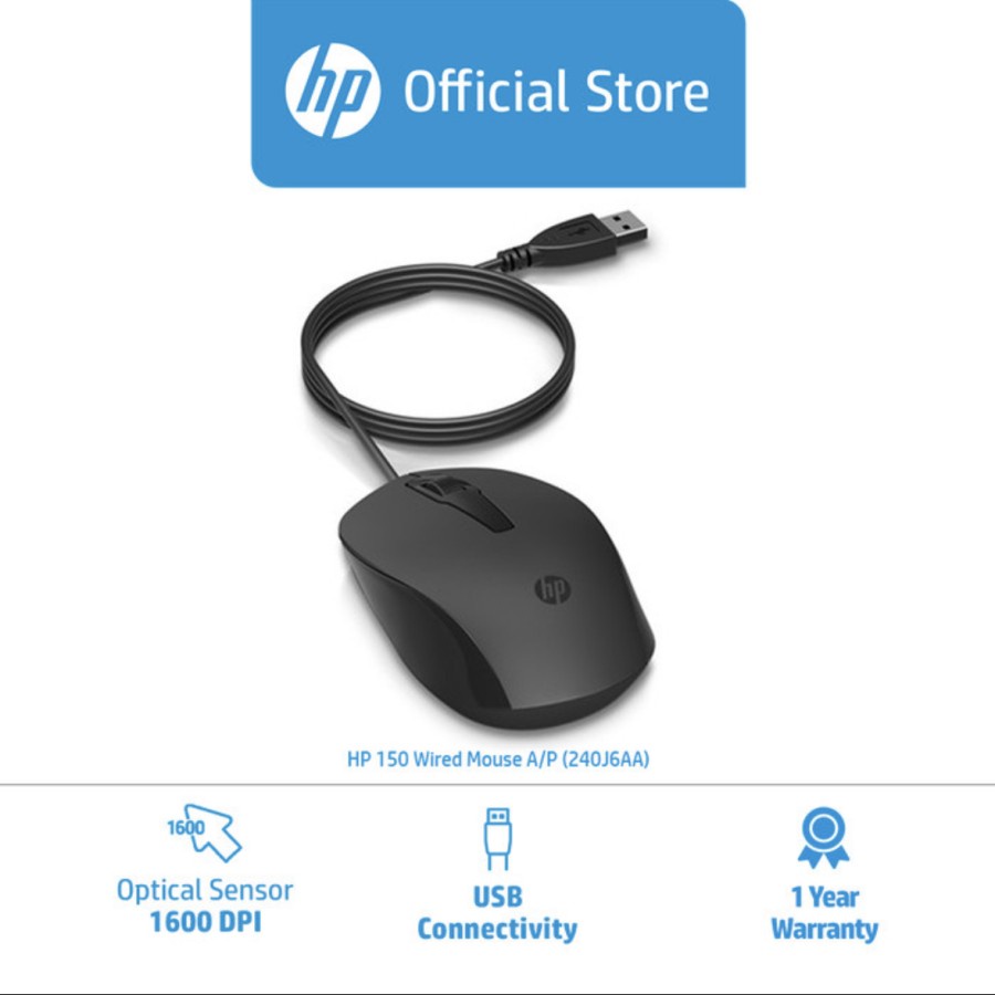 Jual HP150 Wired Mouse Kabel USB Connection 1600 dpi HP 150 | Shopee ...