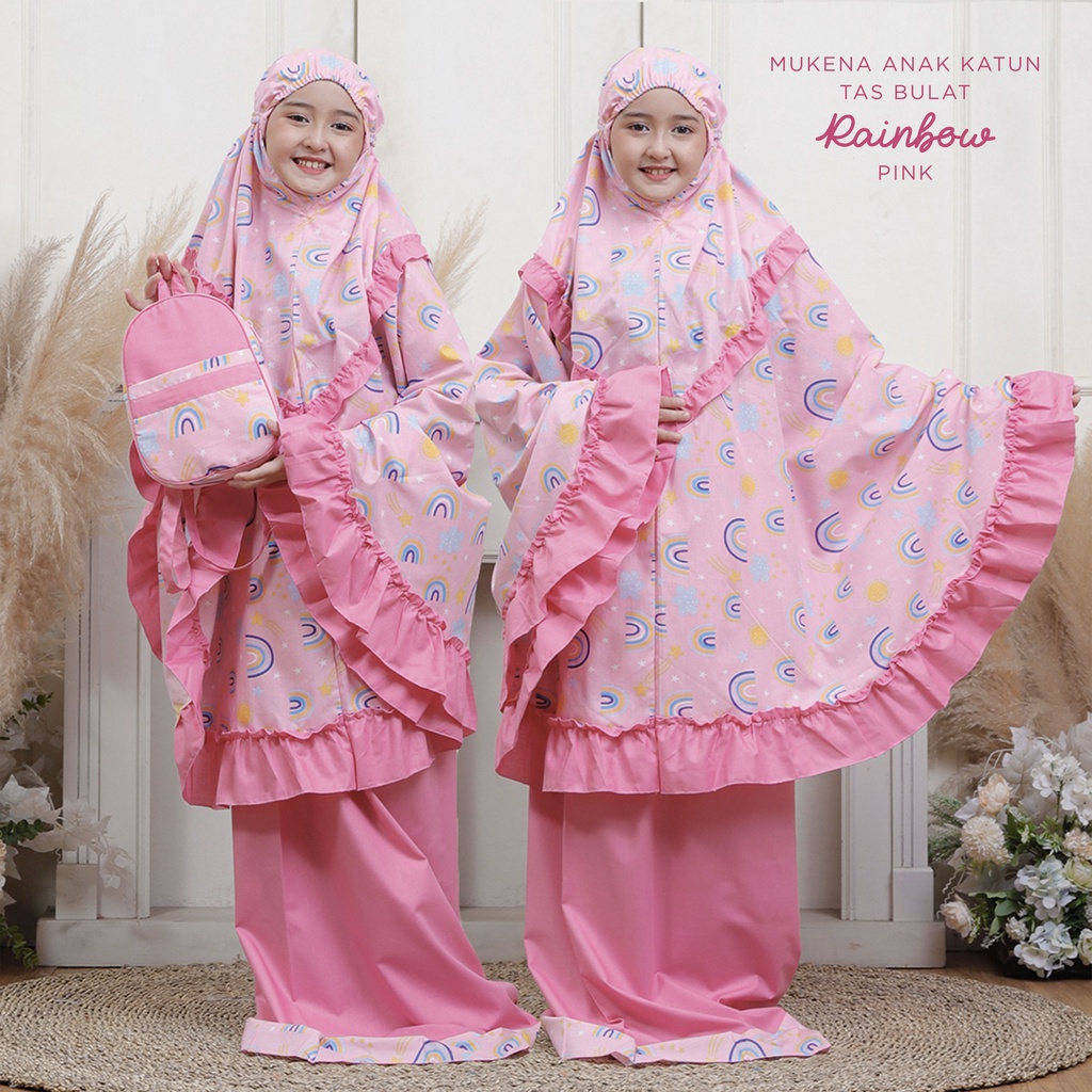 Jual PUSAT GROSIR MUKENA TASIK - MUKENA ANAK KATUN MOTIF RAINBOW PINK ...