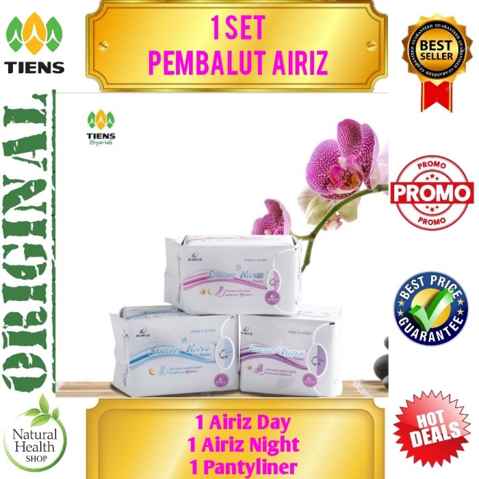 Jual 1 set Pembalut Herbal Tiens Airiz (Pantyliner, Day & Night use ...
