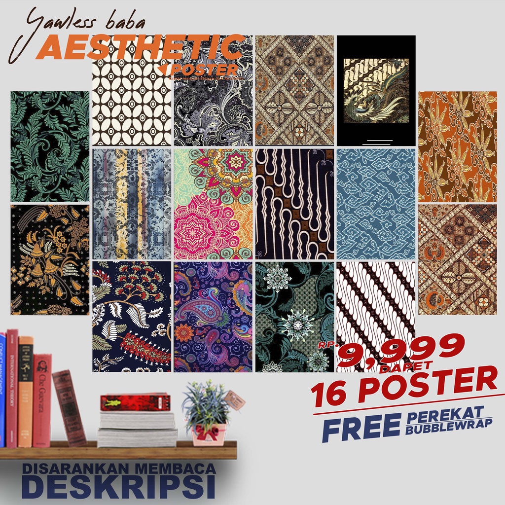 Jual Poster Dinding Aesthetic Batik Isi 16pcs / Poster Dinding / Poster ... Jual Poster Dinding Aesthetic Batik Isi 16pcs / Poster Dinding / Poster ...