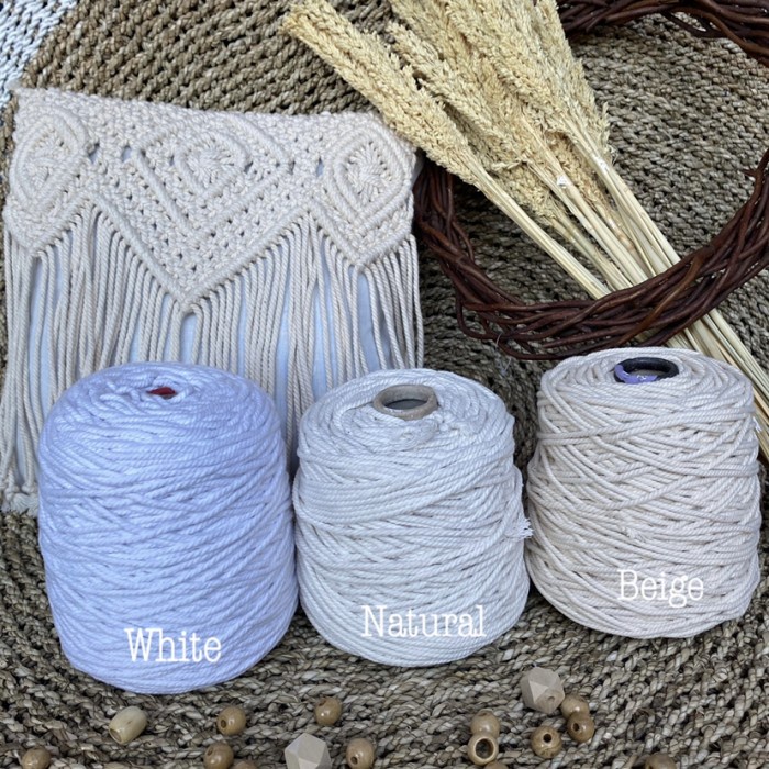 Jual Tali macrame benang ukuran 4mm twist warna natural 1kg | Shopee ...