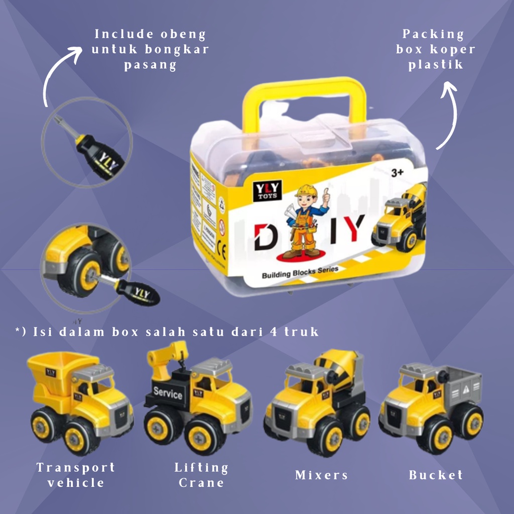 Jual Mainan edukasi truk konstruksi rakit bongkar pasang DIY kado ...