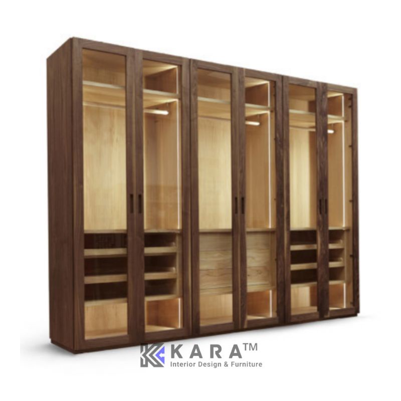 Jual Lemari Pakaian Kayu Jati 2-6 Pintu Kaca / Lemari Baju / Wardrobe ...