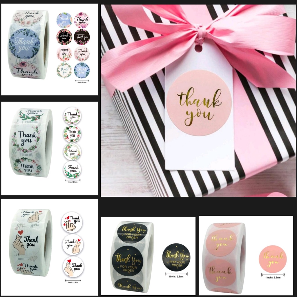 Jual 500PCS STIKER THANK YOU | LABEL THANK YOU | LABEL BELANJA ...