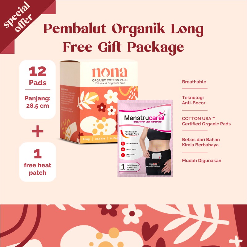 Jual Paket Nona Woman x Menstrucare (Organic Long Pads + Heat Patch) | Shopee Indonesia