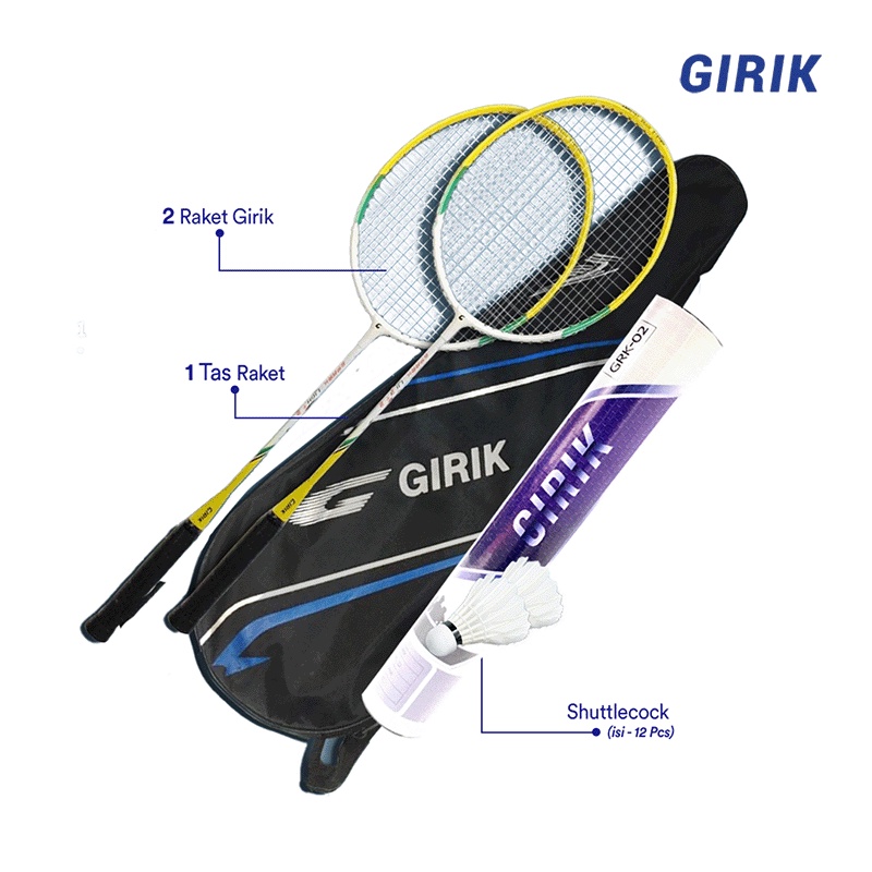 Jual Raket Badminton GIRIK - Spark Light Original Yellow - Set 2 Pc in ...
