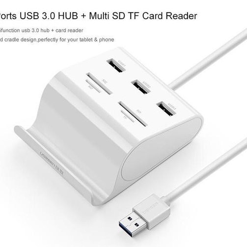 Jual Ugreen 3 Port USB 3.0 Hub With 1m CableCard Reader & Phone Stand ...