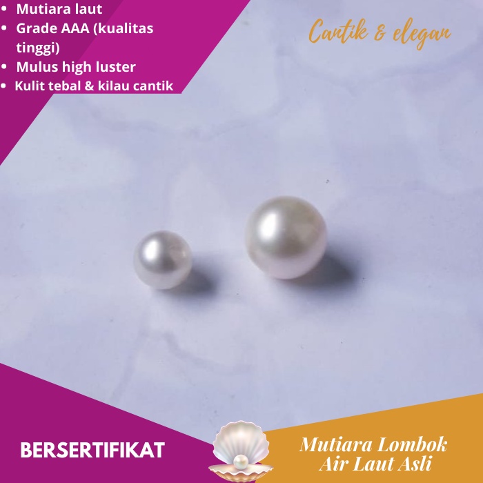 Jual BUTIRAN MUTIARA LOMBOK AIR LAUT ASLI GRADE AAA WARNA PUTIH / SOUTH ...