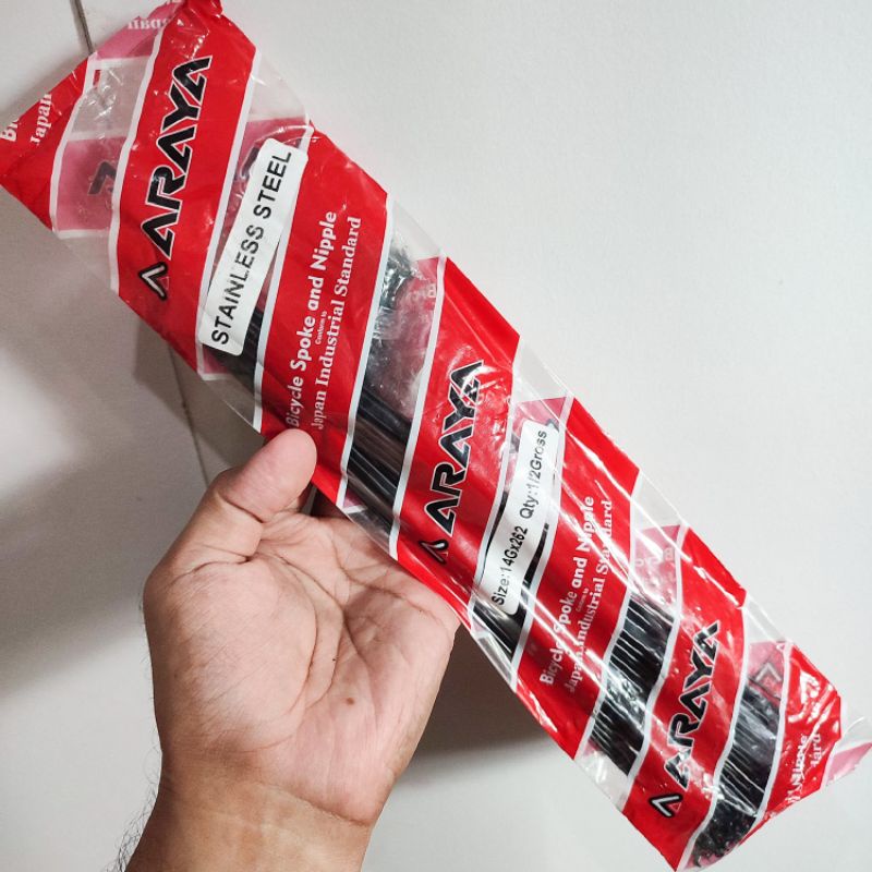 Jual 72Pcs Araya Spoke Ruji Jari Sepeda Stainless 14G x 262 Warna Hitam ...