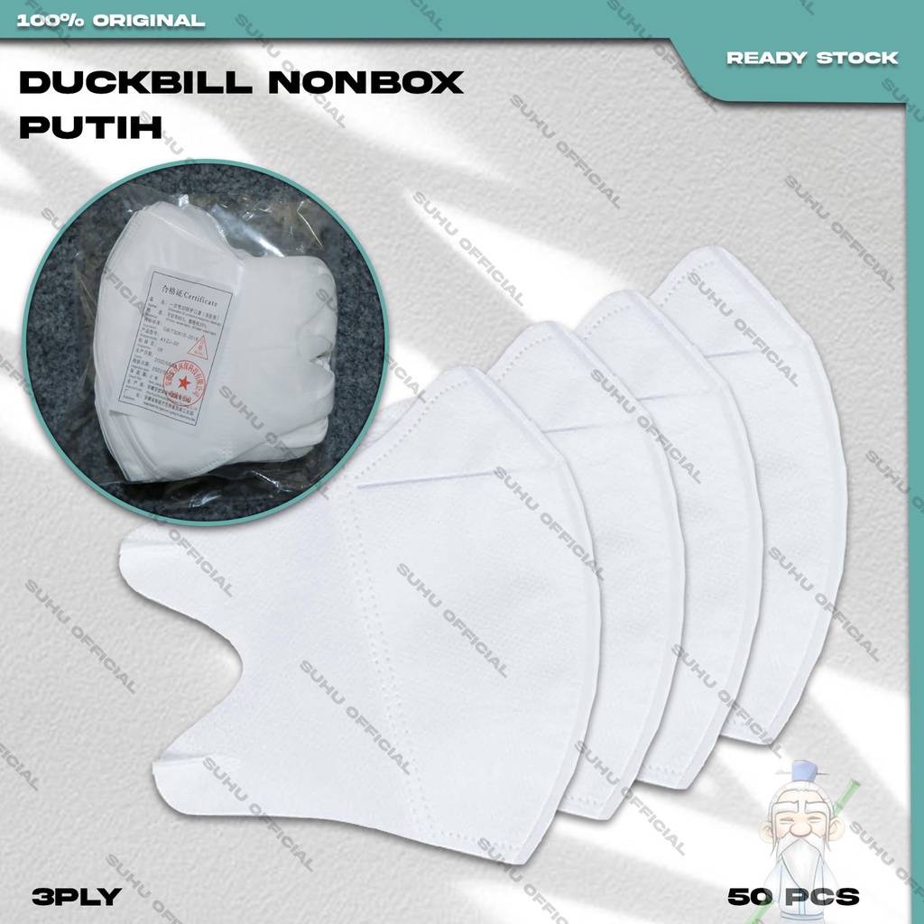 Jual Masker DUCKBIL isi 50Pcs NO BOX 3Ply Warna Putih White Duckbill ...