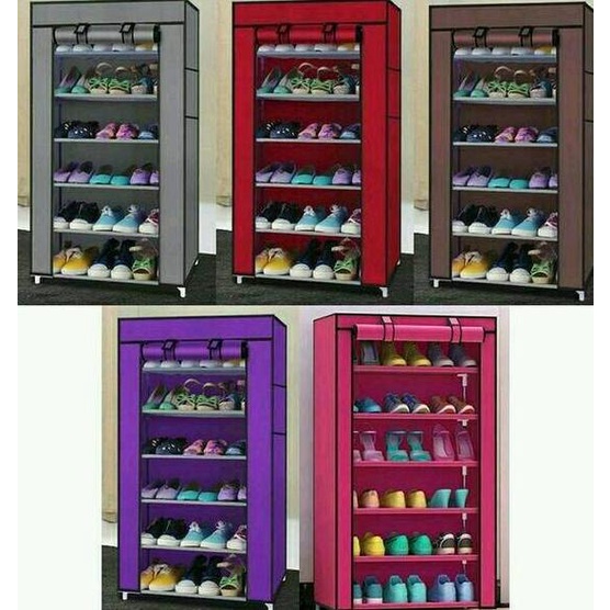 Jual Rak Sepatu Susun Rak Sendal 7 Tingkat Rangka Besi Shoe Rack Dust ...
