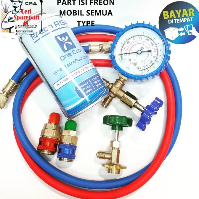 Jual paket isi freon AC mobil kulkas manifold selang adaptor selang ...
