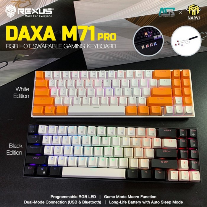 Jual Terlaris Rexus Daxa M71 Pro Bluetooth Wired Rgb Hotswapable ...
