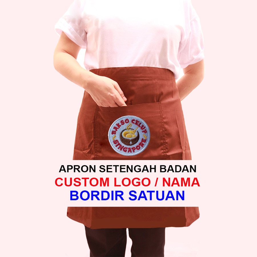 Jual Custom bordir celemek Apron SETENGAH BADAN Custom Request Bordir ...