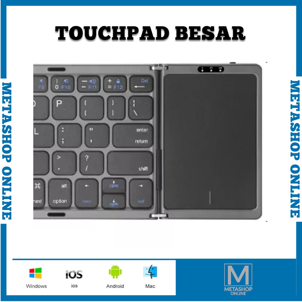 Jual Wireless Bluetooth Foldable Keyboard Touchpad Lipat 3 Portable ...