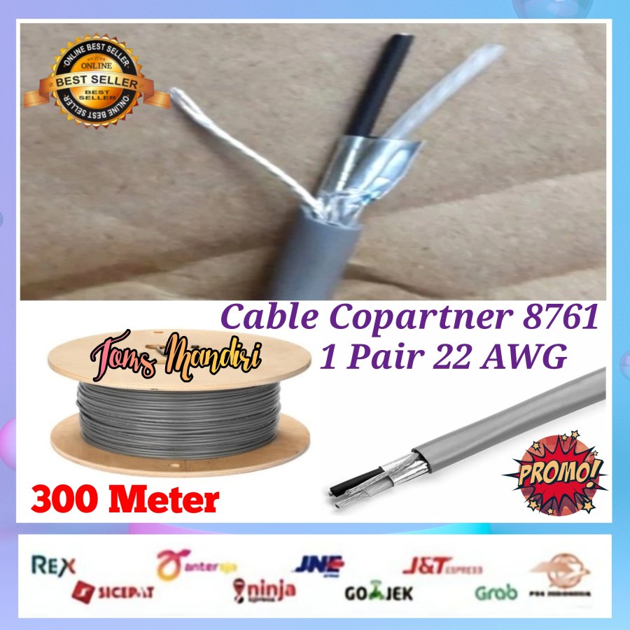 Jual Cable Data 1 Pair 22 Awg Copartner 8761 Shielded 1Pair 22Awg 300 ...