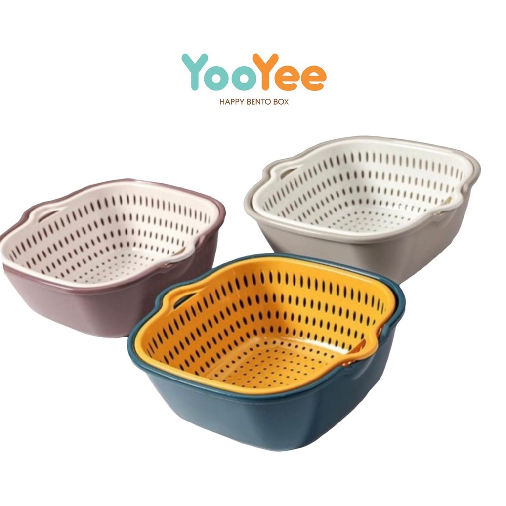 Jual Yooyee Baskom Saringan Cuci Buah Sayur 2lapis Keranjang Pengering ...