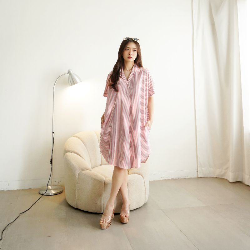 Jual STRIPOLINE - MIDI DRESS BASIC MOTIF SALUR - NUBOUTIQUE | Shopee ...