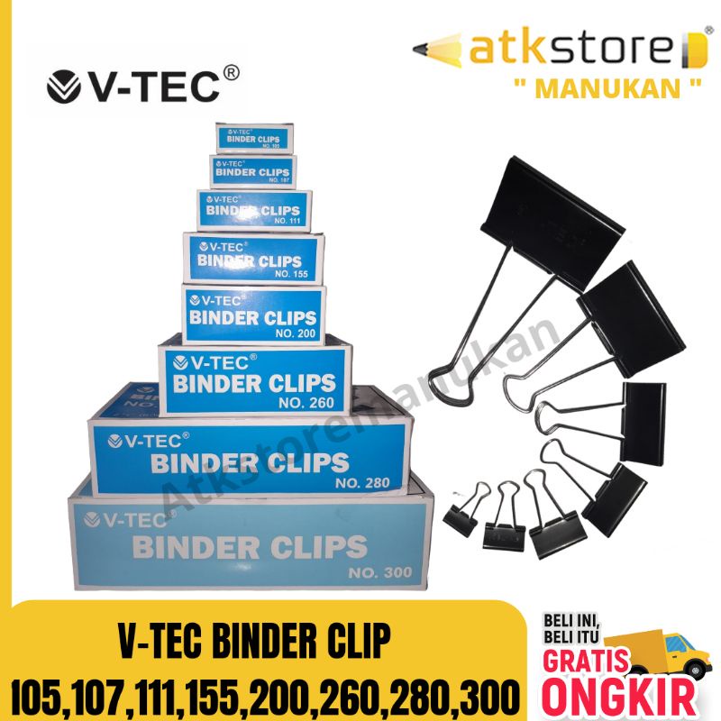 Jual BINDER CLIP BESI V-TEC NO.105 NO.107 NO.111 NO.155 NO.200 NO.260 ...