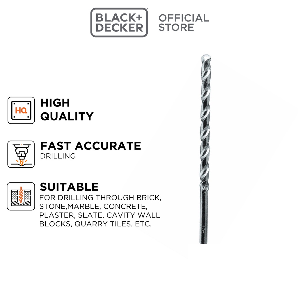 Jual Black+Decker Mata Bor Tembok 7mm Masonry Drill Bit (A8677 ...