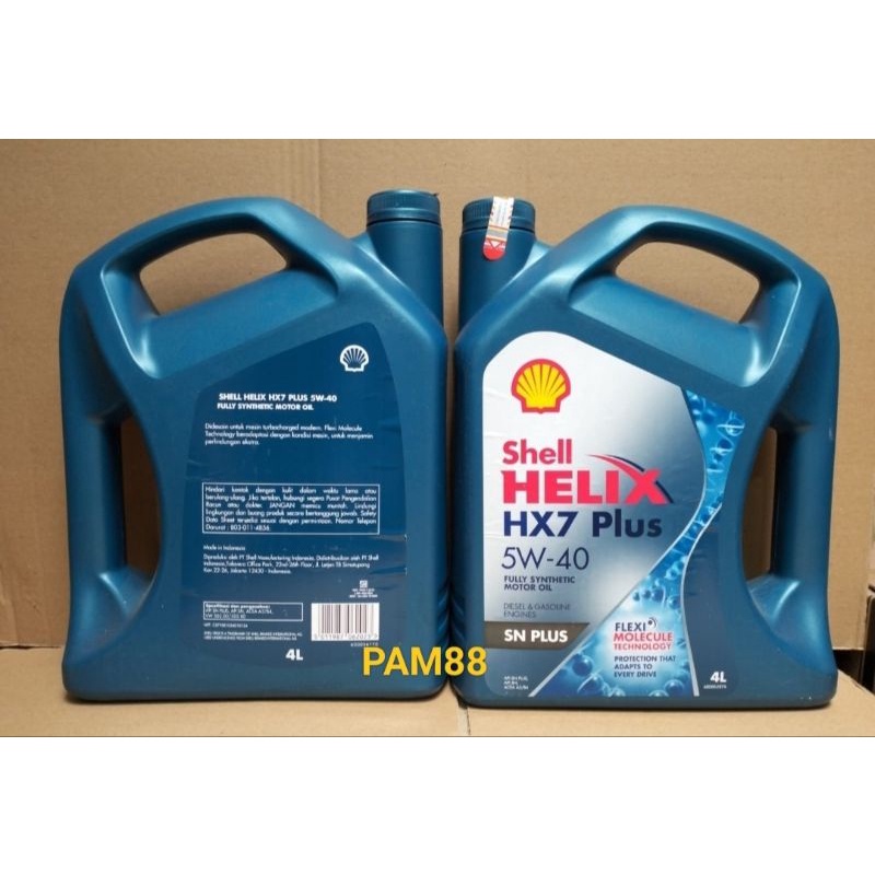 Jual Oli Shell helix HX7 plus..4 liter biru...5 W - 40 | Shopee Indonesia